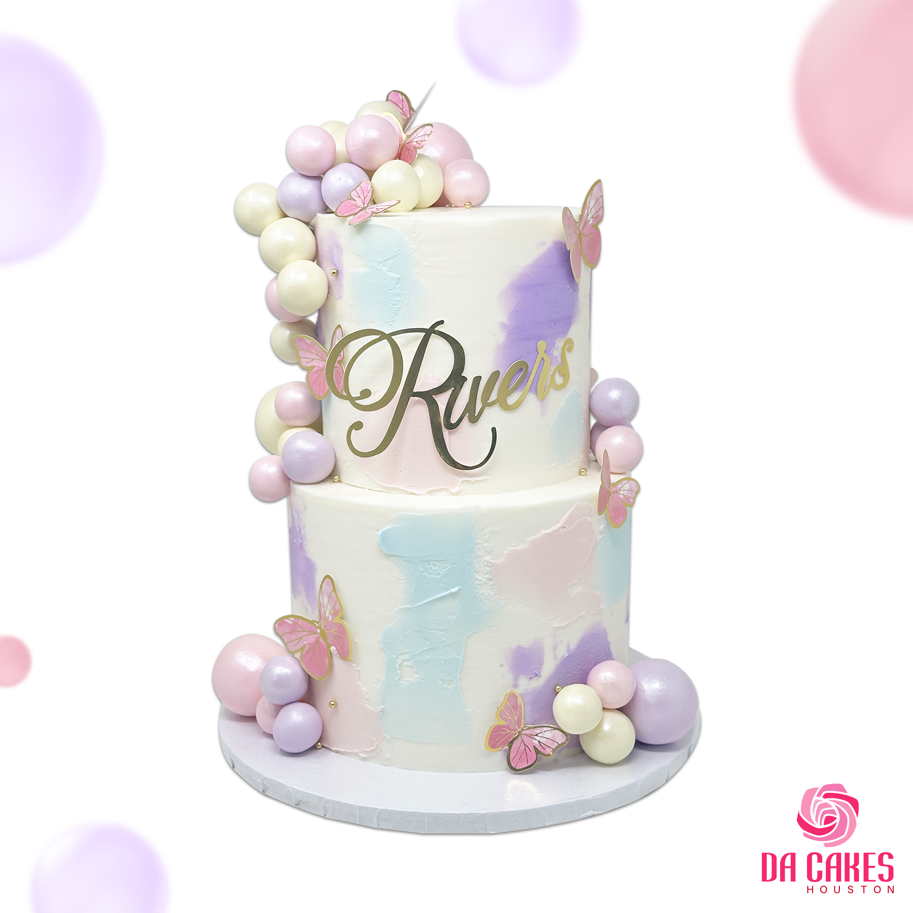 Beautiful Spheres Cake with Butterflies - 2 Tiers – Da Cakes Houston