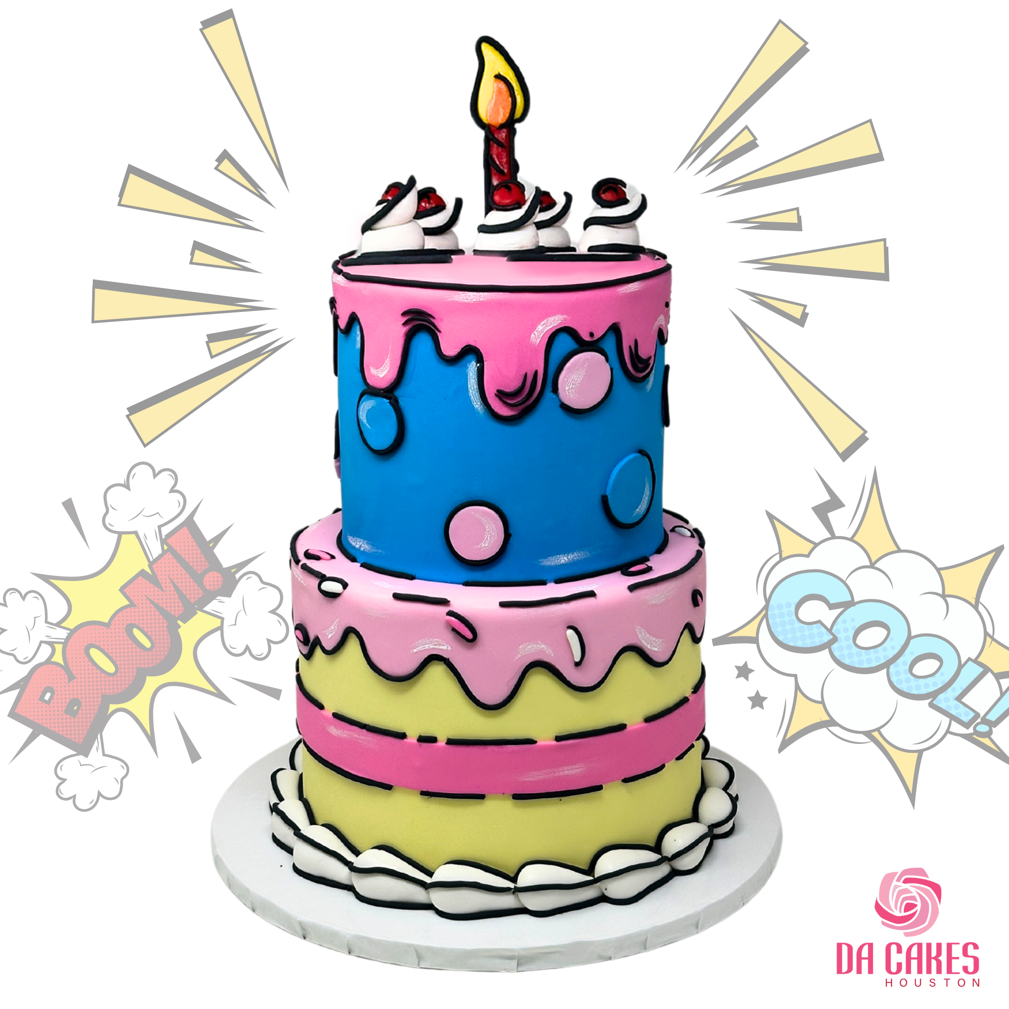 Comic Art 2 Tier Cake – Da Cakes Houston