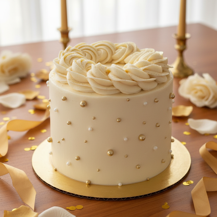 Golden Sprinkles & Rosettes Cake (Same Day) – Da Cakes Houston