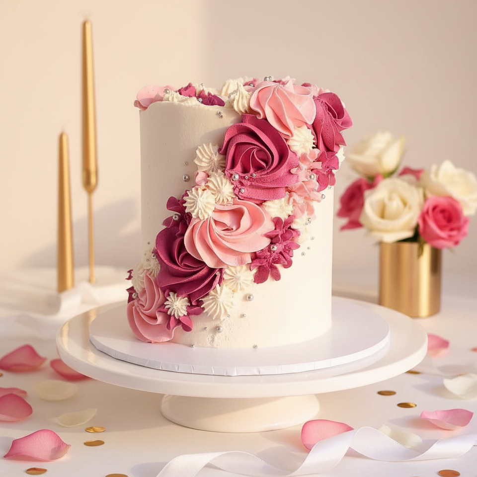 Flowers Cascade Cake – Da Cakes Houston