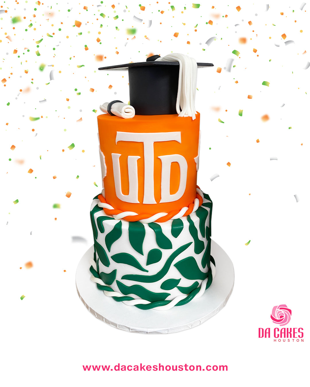 Logo University Graduation Cake - 2 Tier – Da Cakes Houston