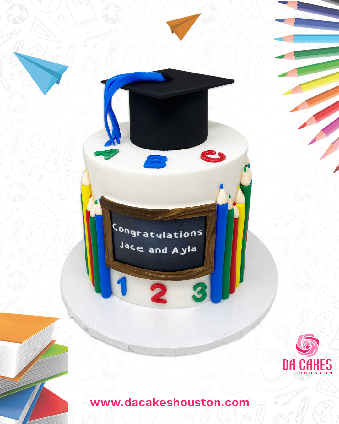 Colorful Graduation Cake – Da Cakes Houston